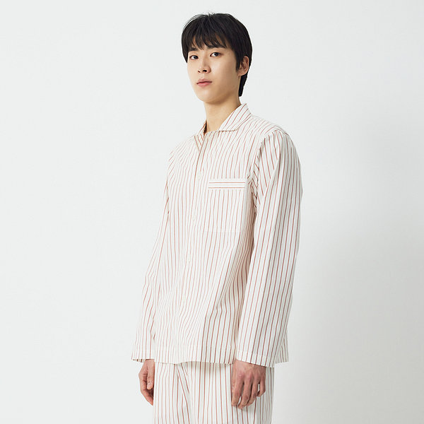 Jaju자주 Set 남 60수 코튼 스트라이프 긴팔 파자마 셔츠 10부 파자마 팬츠 Sivillage 에스아이빌리지