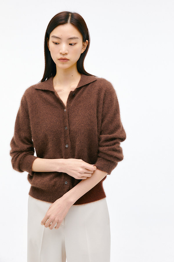 Ilail일라일 헤어리 라쿤 블렌디드 카라 가디건 Sivillage 에스아이빌리지
