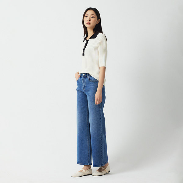 Jaju자주 여 카라 배색 스웨터 Sivillage 에스아이빌리지