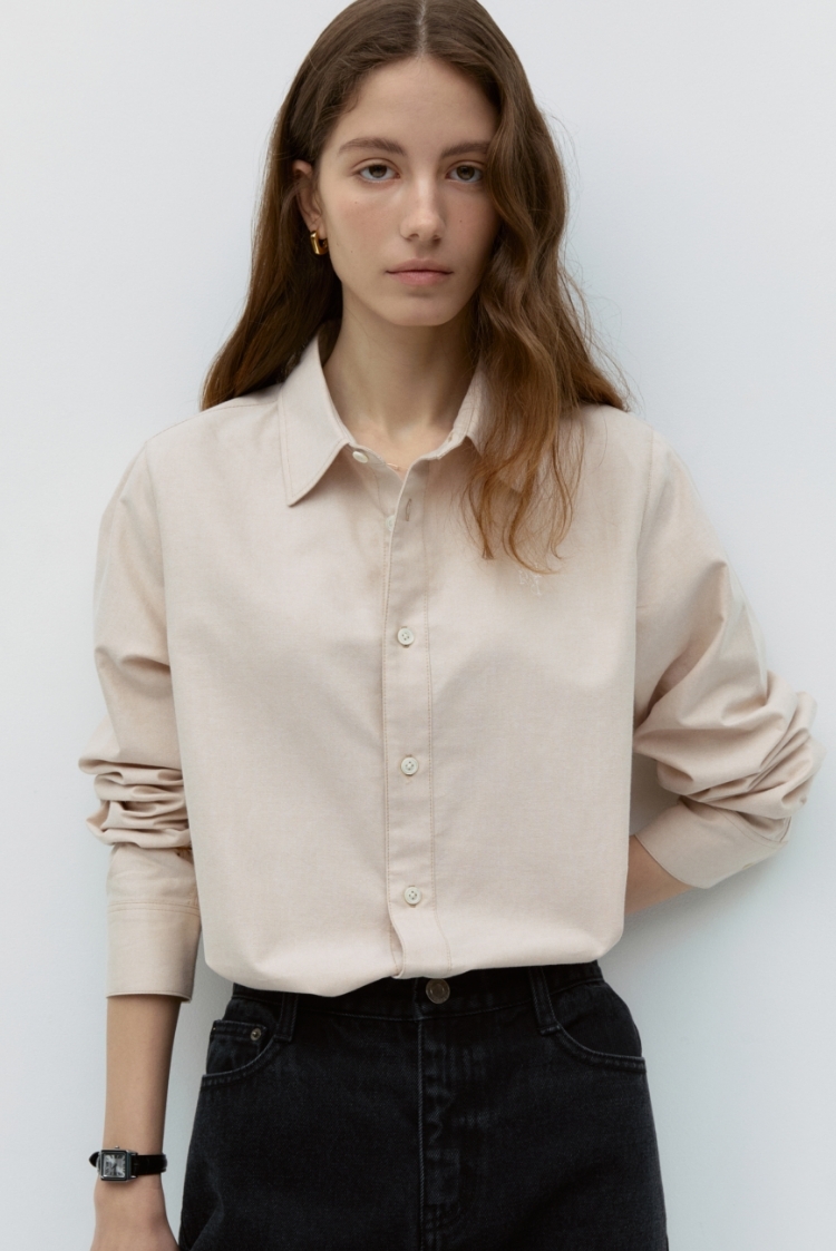 DEPOUND(드파운드) dpwd logo standard shirts - beige | S.I.VILLAGE (에스아이빌리지)