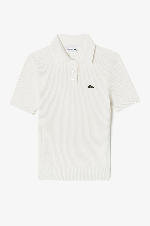 Lacoste라코스테 라코스테 여성 케이블 반팔 폴로 스웨터 Pf497e 54g 70v Sivillage 에스