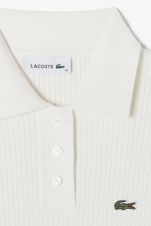Lacoste라코스테 라코스테 여성 케이블 반팔 폴로 스웨터 Pf497e 54g 70v Sivillage 에스