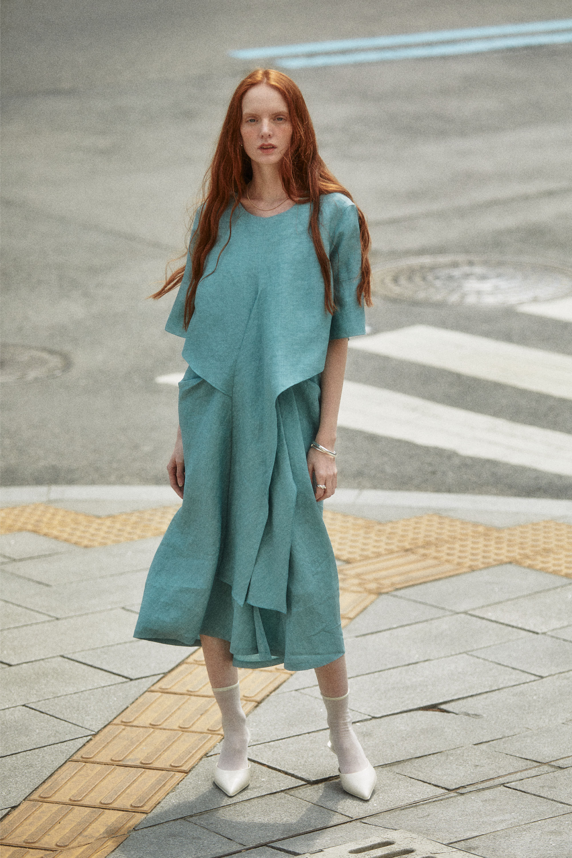 MUSEE(뮤제) LETE ROBE Drape Linen Dress_Classic Mint | S.I.VILLAGE (에스아이빌리지)