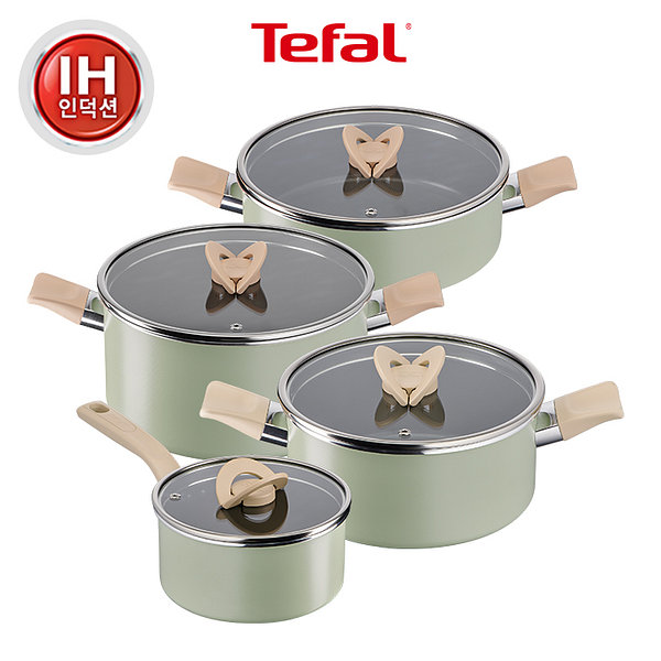 Tefal테팔 테팔 인덕션 티타늄 1x 블라썸 냄비 4종 풀세트 편수18cm양수20cm양수24cm전골24cm S