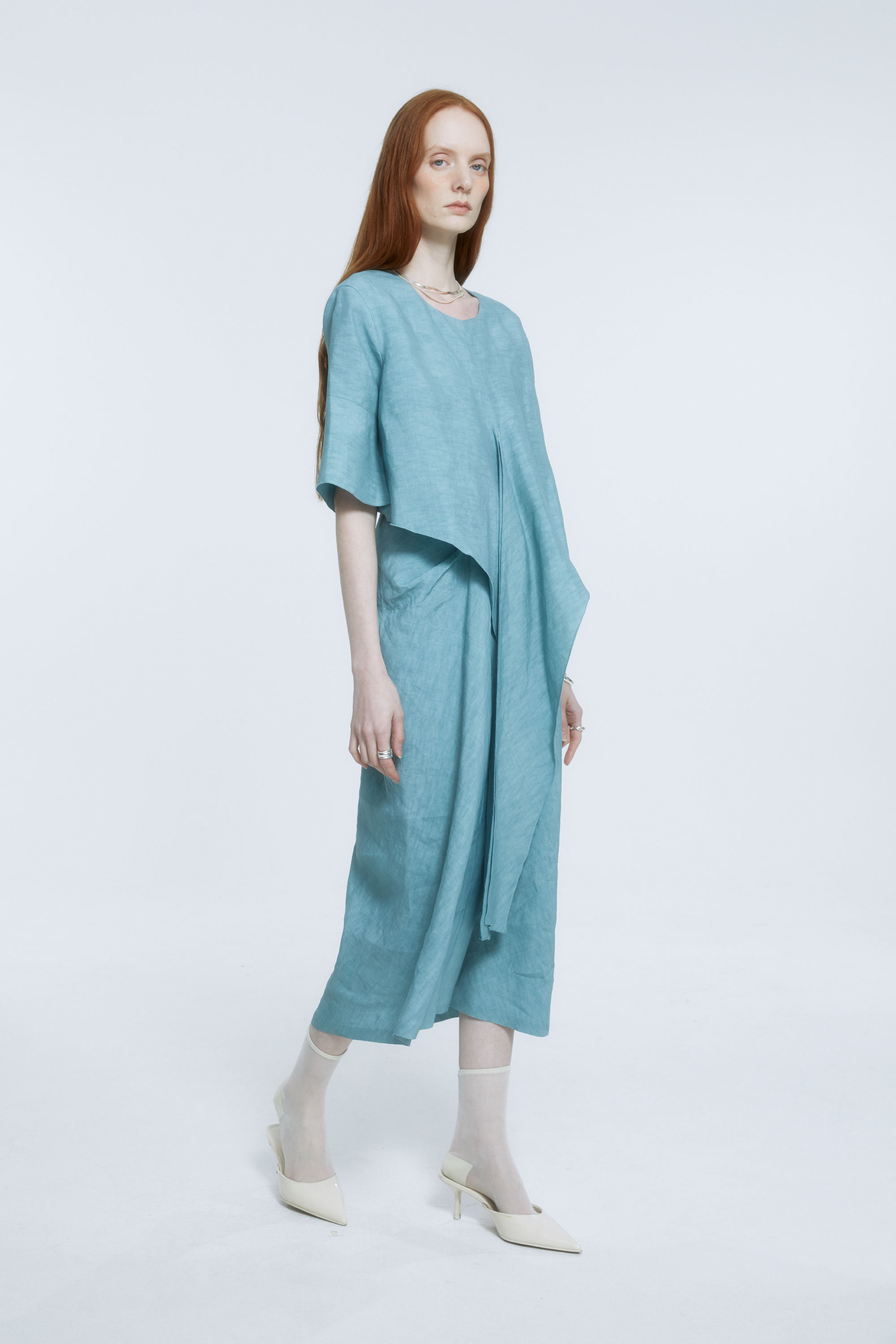 MUSEE(뮤제) LETE ROBE Drape Linen Dress_Classic Mint | S.I.VILLAGE (에스아이빌리지)