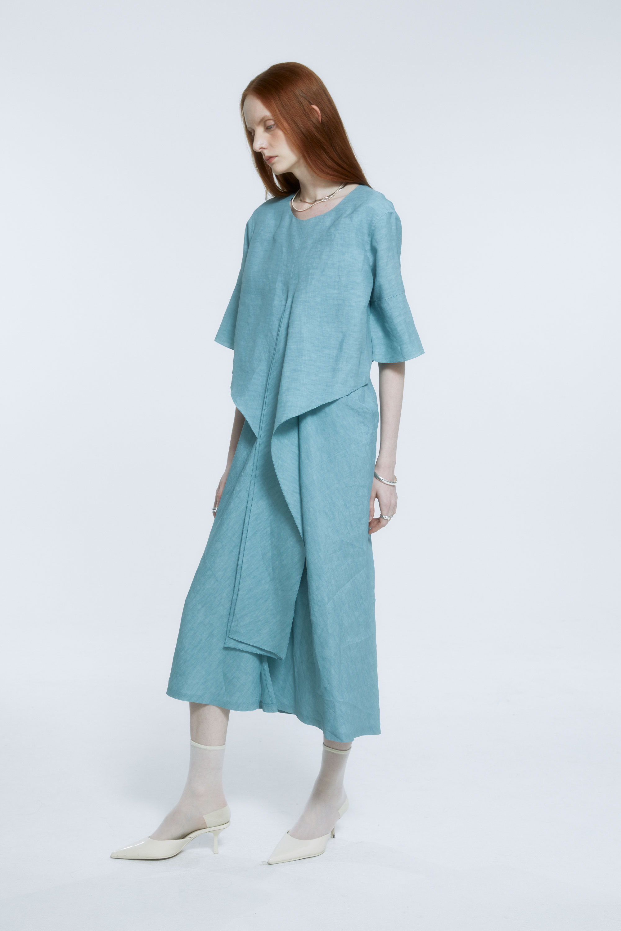 MUSEE(뮤제) LETE ROBE Drape Linen Dress_Classic Mint | S.I.VILLAGE (에스아이빌리지)
