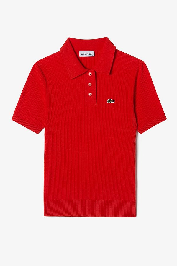 Lacoste라코스테 라코스테 여성 케이블 반팔 폴로 스웨터 Pf497e 54g F8m Sivillage 에스