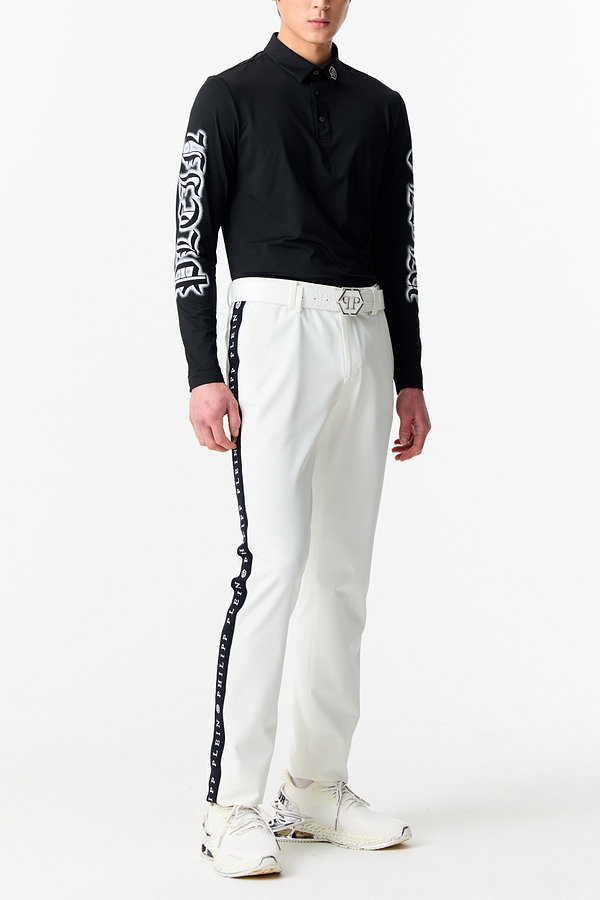 Philipp Plein Golf필립플레인 골프 Men 에센셜 롱 슬리브 폴로 셔츠 Sivillage 에스아이빌리지
